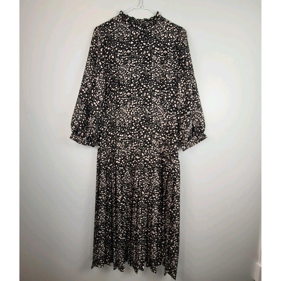 Primark | Dresses | Primark Black And Cream Pattern Midi Dress Sz 8 ...